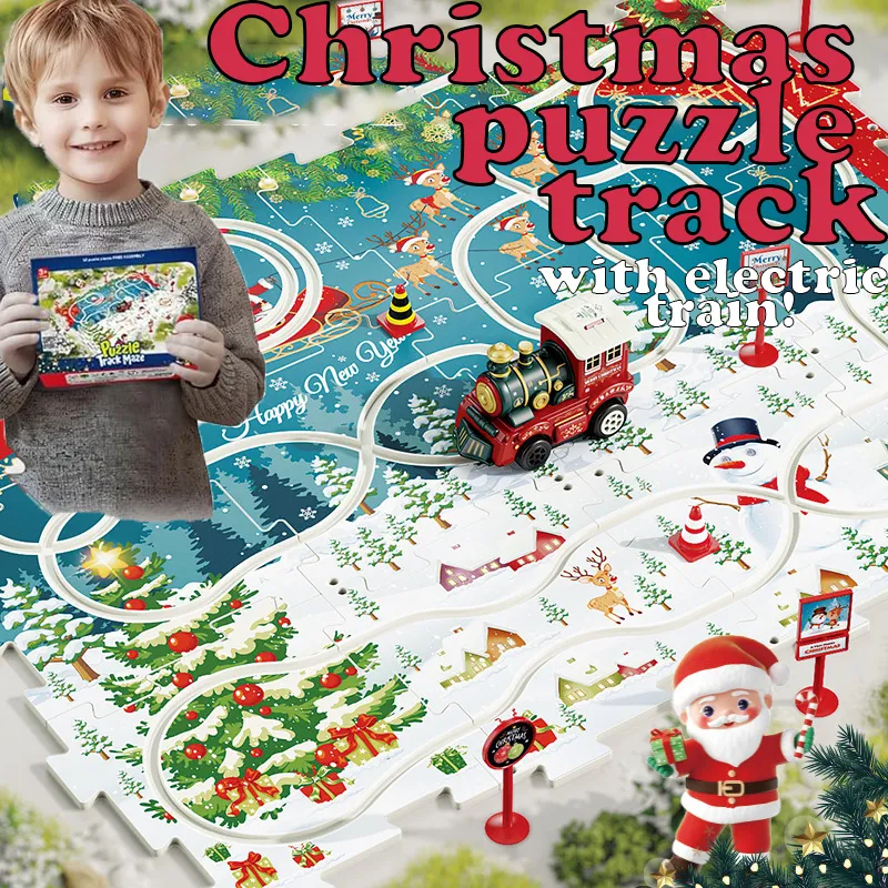 MerryRail™ vánoční puzzle dráha s elektrickým vláčkem – 25 ks