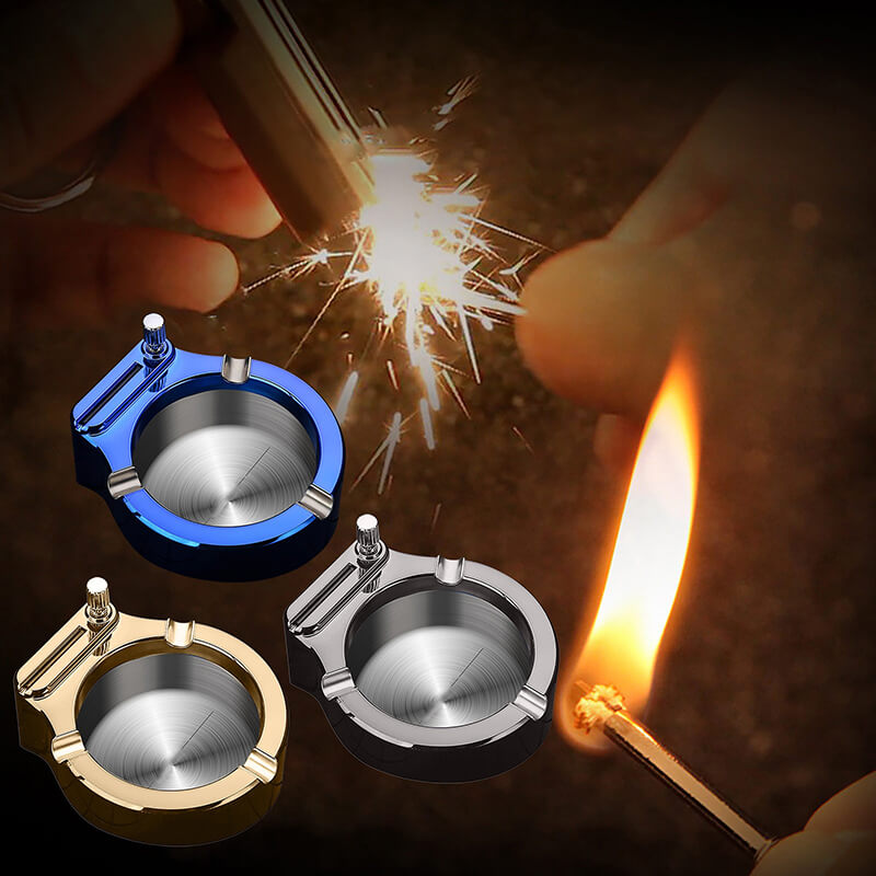 Ashtray with permanent match StrikeTray